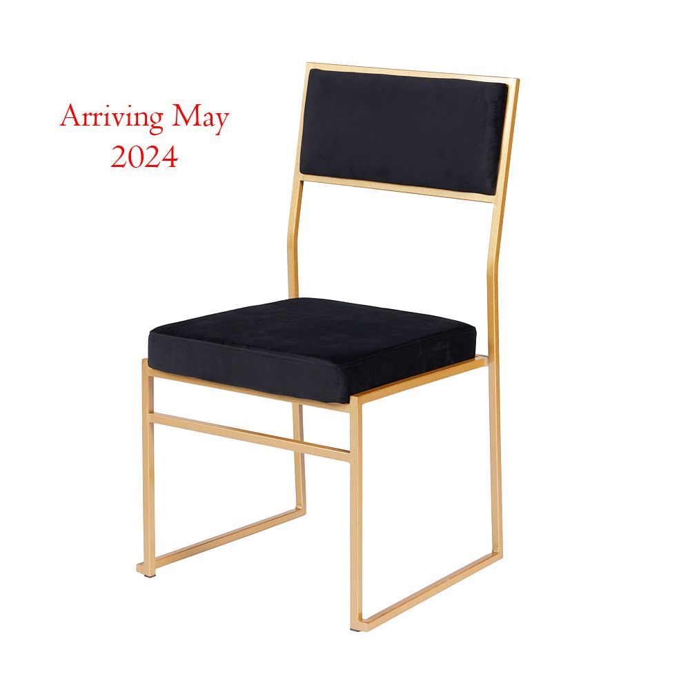 Products | Mero Chair, Gold With Black Velvet Cushions